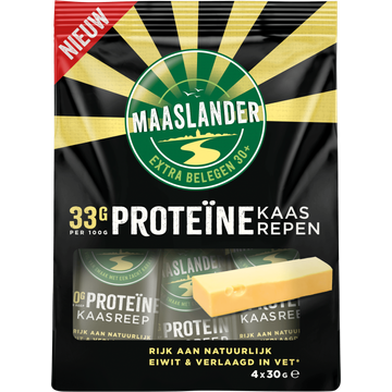 Maaslander Proteïne 30+ Kaas Reep 4 x 30 g bestellen? | Jumbo